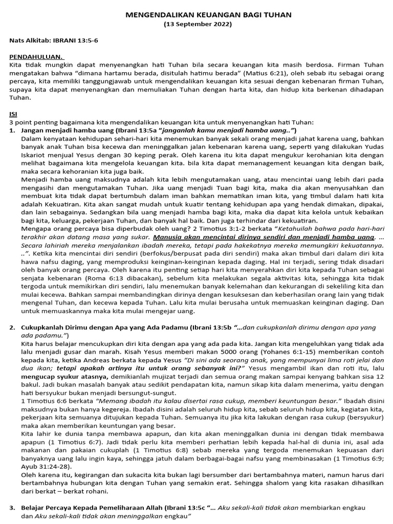 BAHAN KOMSEL 13 September 2022 | PDF | Agama & Spiritualitas | Gaya Hidup