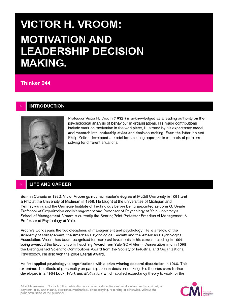 Vroom_MYT | PDF | Leadership | Psychology