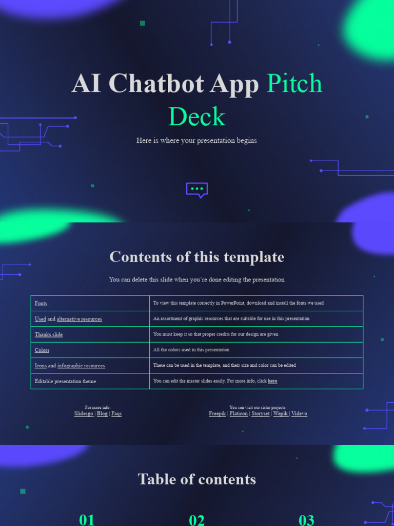 AI Chatbot App Pitch Deck by Slidesgo | PDF | Market (Economics) | Icon ...