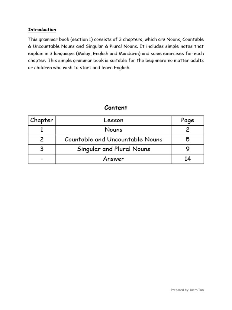 L001 - Grammar Exercise and Note | PDF | Plural | Noun