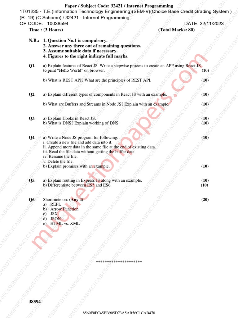 Be Information Technology Semester 5 2023 December Internet Programmingrev 2019 C Scheme | PDF ...