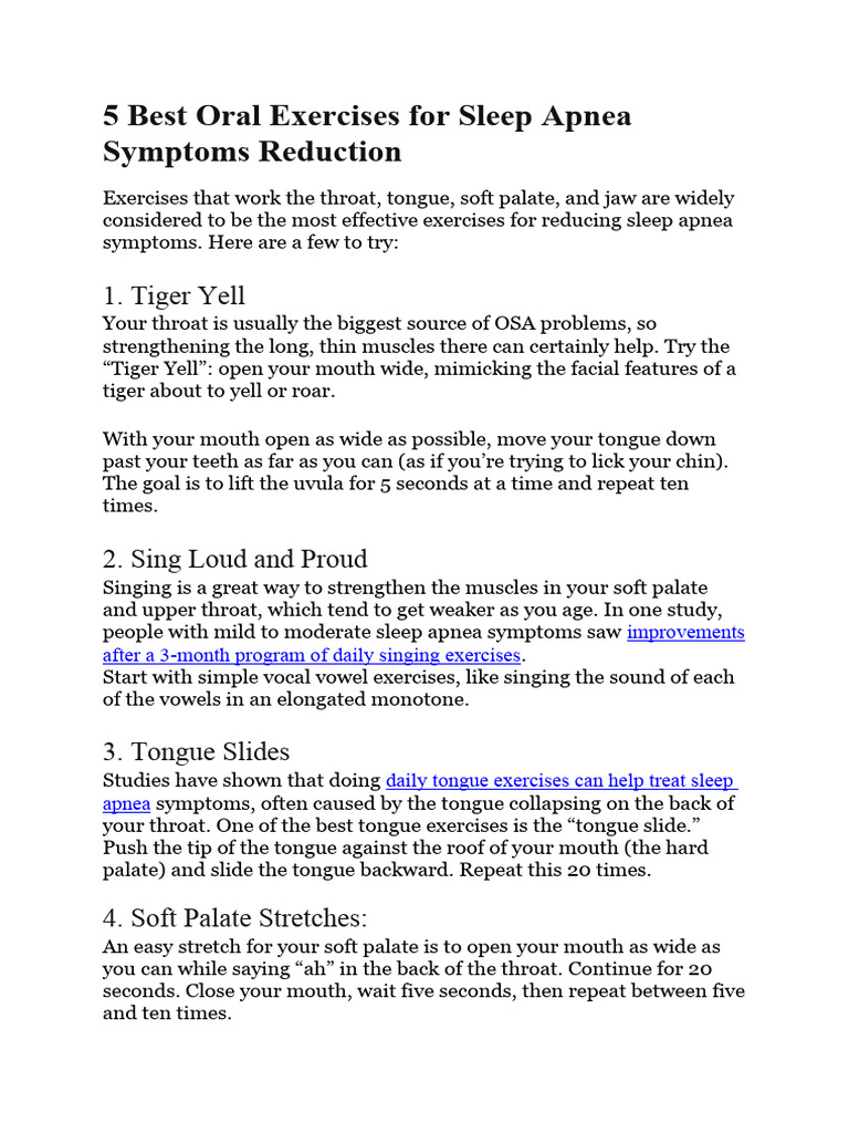 5 Best Oral Exercises For Sleep Apnea Symptoms Reduction | PDF | Sleep ...