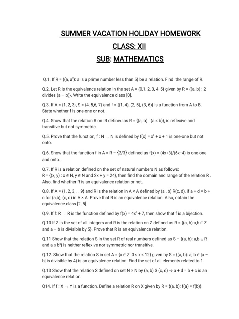 Class 12 Holiday Homework | Download Free PDF | Mathematical Logic ... Class 12 Holiday Homework | Download Free PDF | Mathematical Logic ...