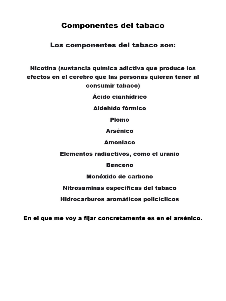 Tabaco | PDF | Arsénico | Cáncer