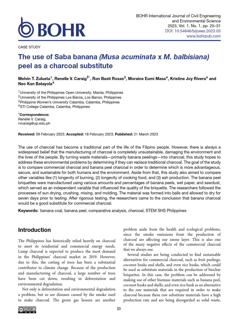 The Use of Saba Banana (Musa Acuminata X M. Balbisiana) Peel As A ...