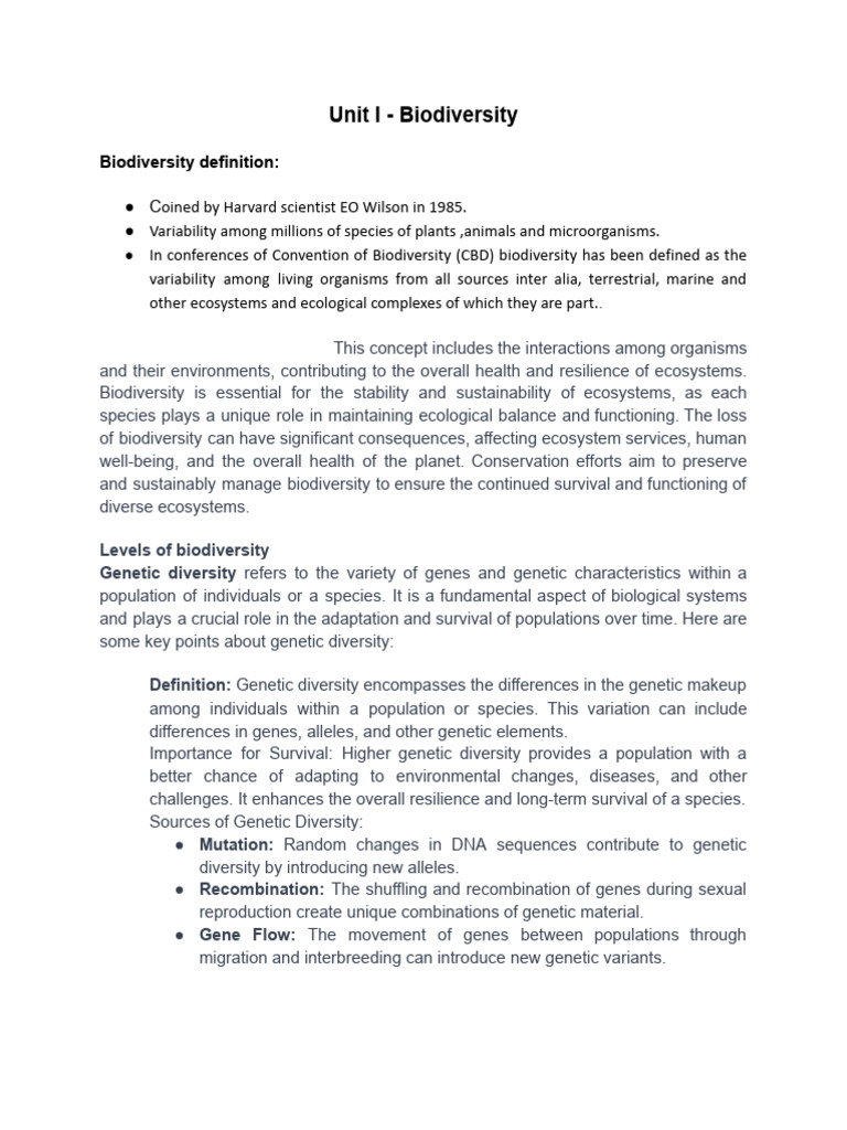 Understanding Biodiversity and Its Importance | PDF | Biodiversity ...