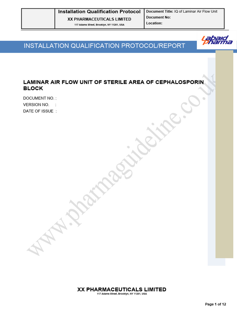 1.0 Laminar Air Flow Installation Qualification | Download Free PDF | Verification And Validation