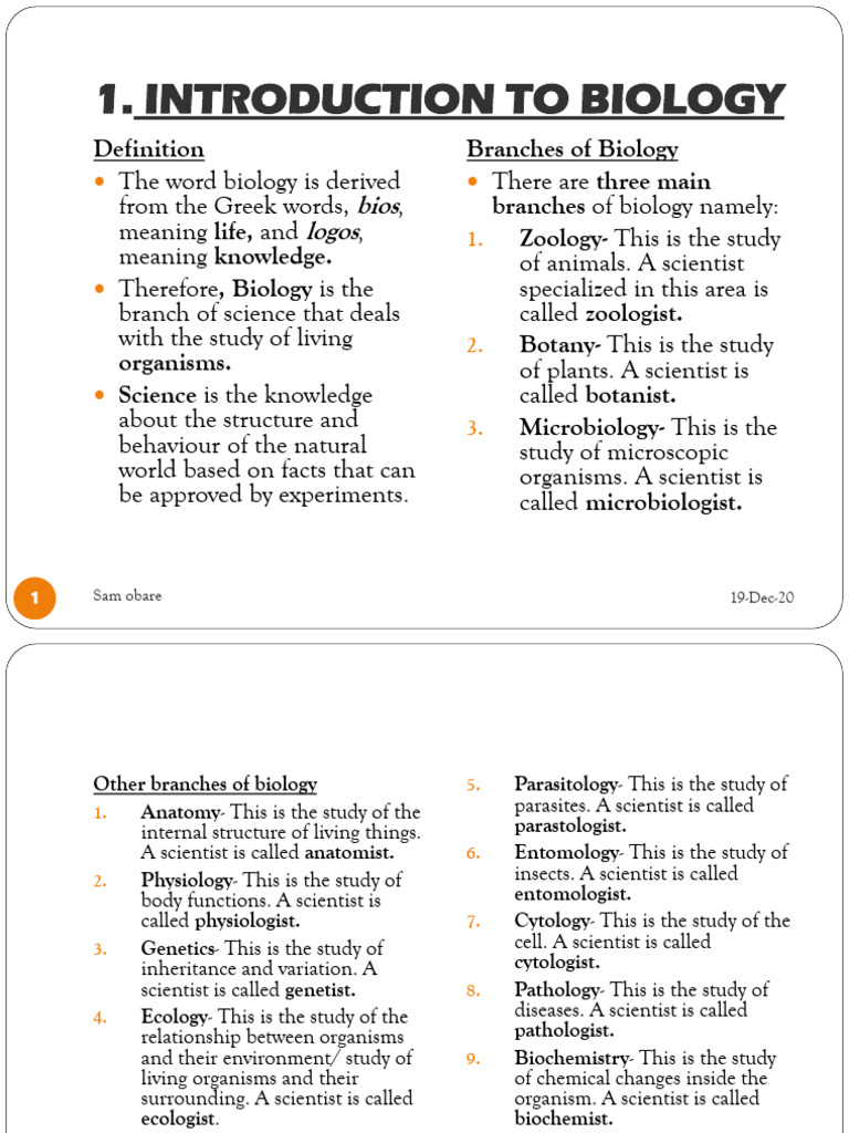 Form One Biology Presentation | PDF | Mitochondrion | Vacuole