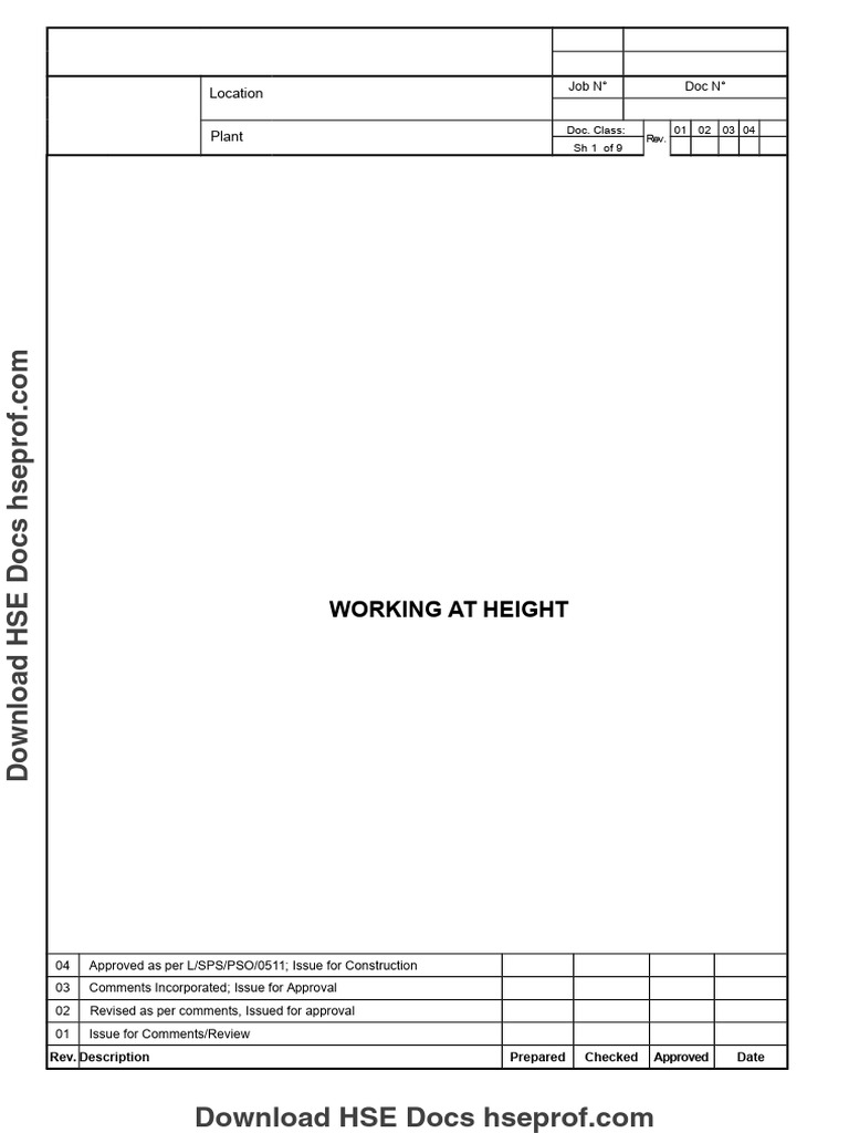 Working at Height Safety Procedures | PDF | Scaffolding | Ladder