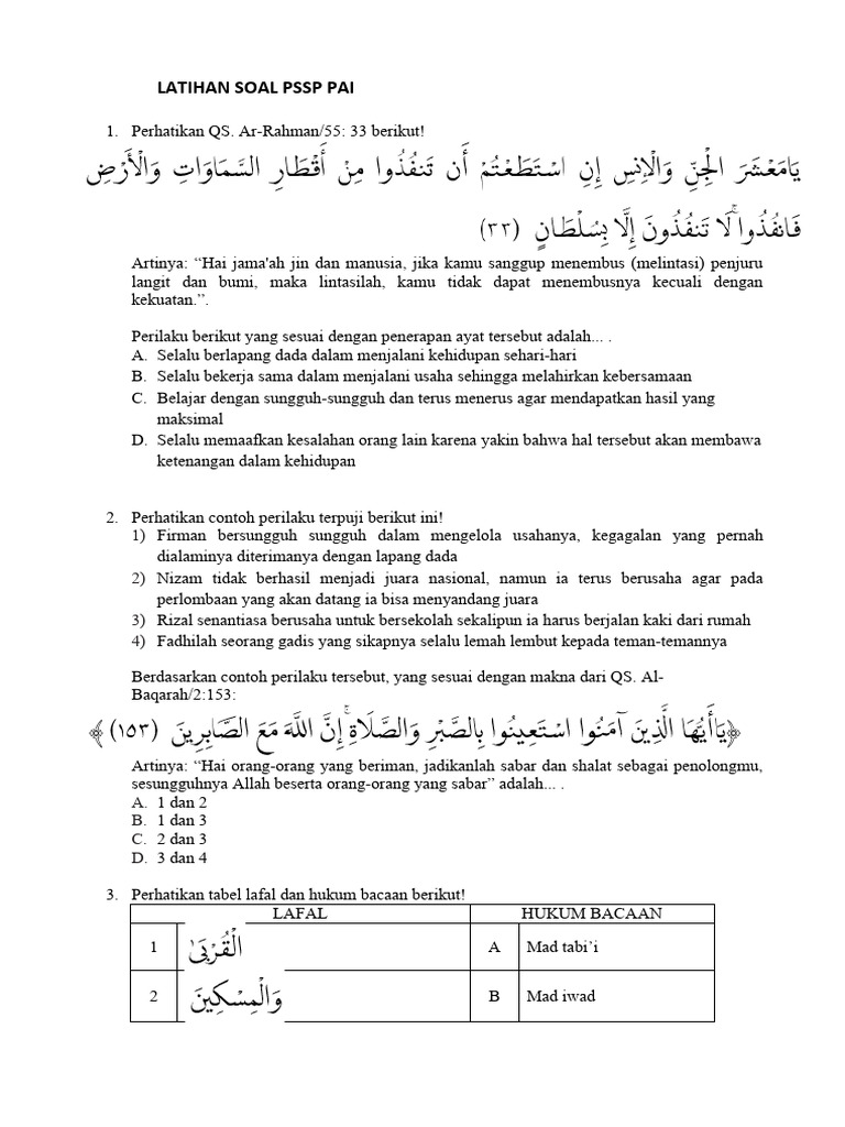 Latihan Soal Pai | PDF