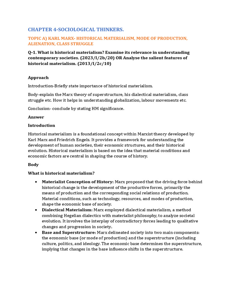 Chapter 4 Sociology | PDF | Marx's Theory Of Alienation | Karl Marx