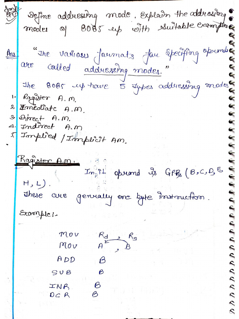 Addressing Modes of 8085mpu | PDF