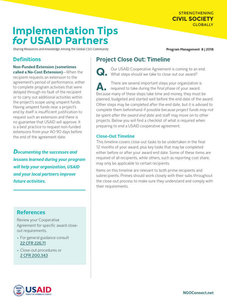 USAID Project Management Close-Out Guide | PDF | United States Agency ...