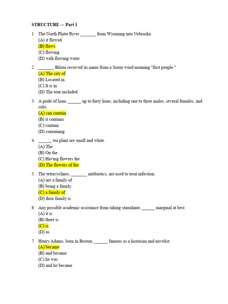 Latihan TOEFL Structure | PDF | Harmony