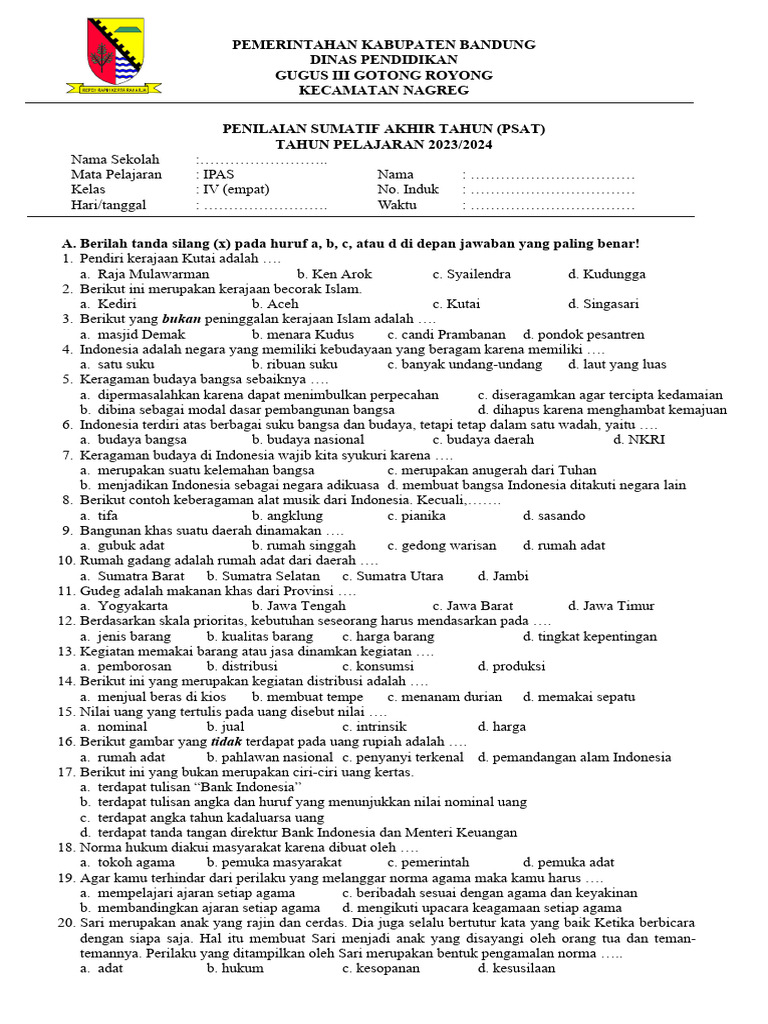 Revisi Soal IPAS 2024 | PDF