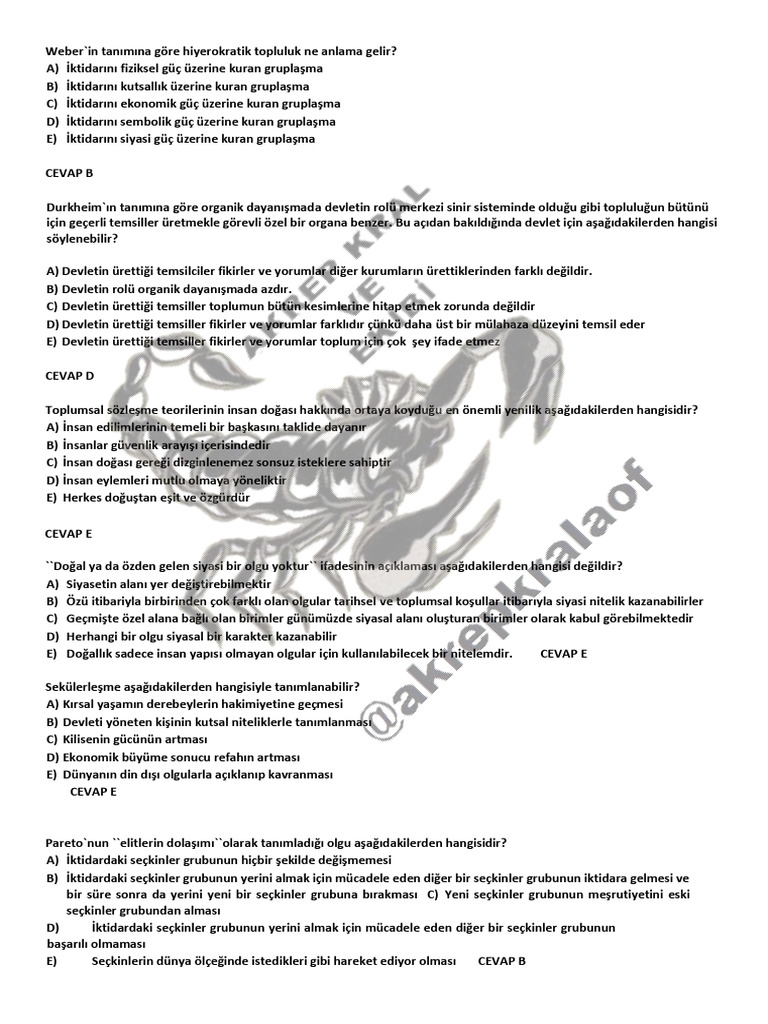 Auzef Siyaset Sosyolojisi Vize 2023 - Unlocked | PDF