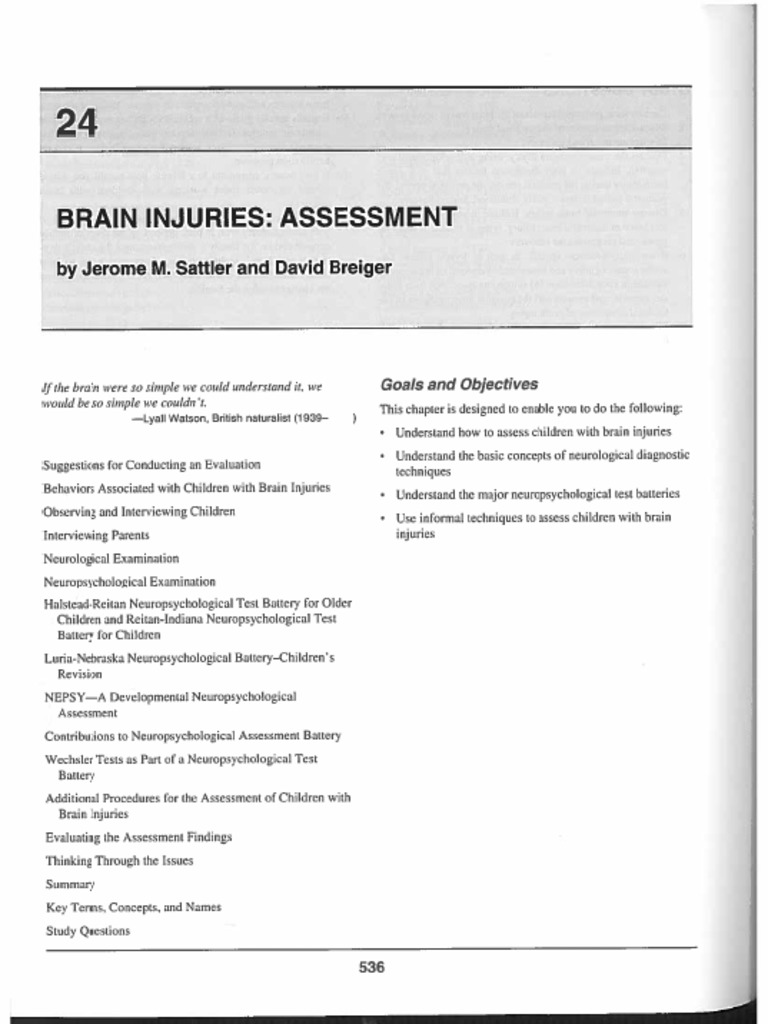 Brain Injuries Assessment | PDF