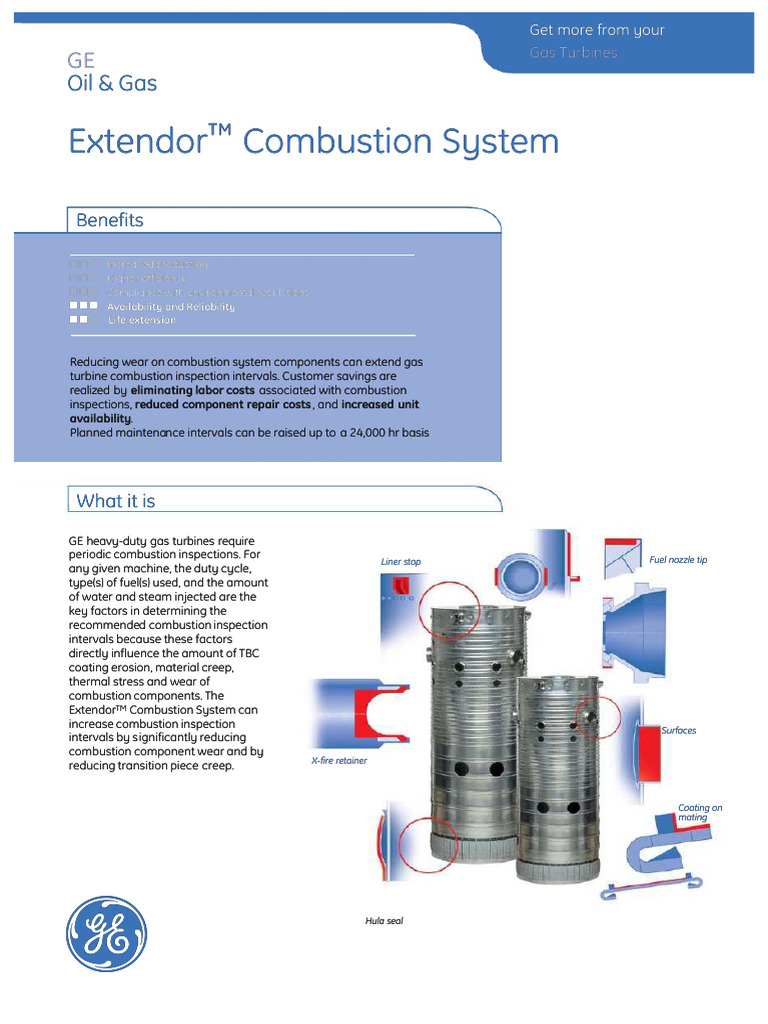 Ge Gas Turbine Extendor Combustion System | PDF | Gas Turbine | Combustion