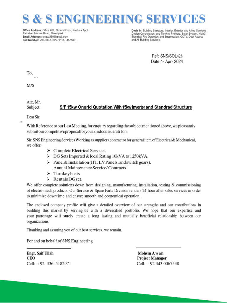 15kw Ongrid Quotation 15kw Inverter | PDF | Power Inverter | Electric Power