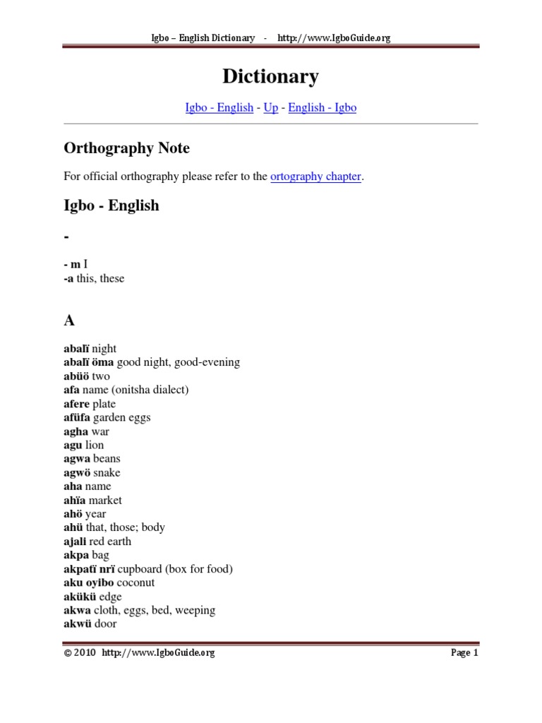 Dictionary: Orthography Note | PDF | Foods