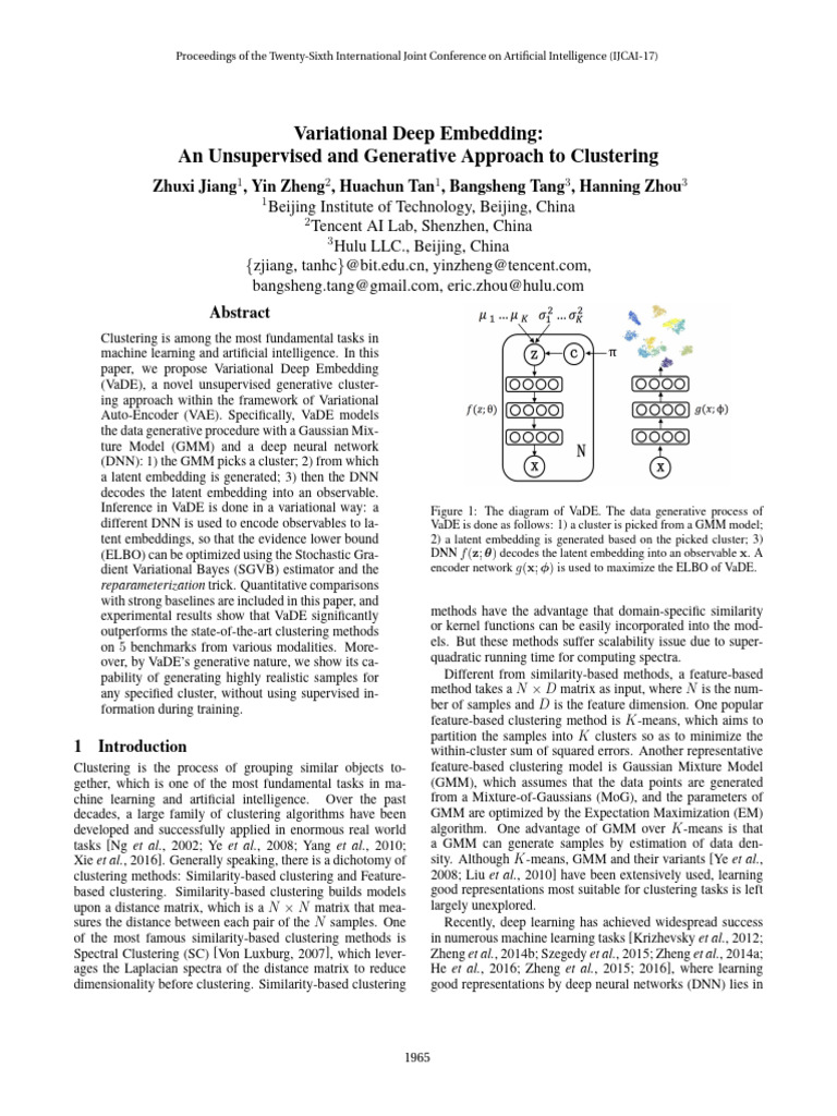 Variational Deep Embedding | PDF | Deep Learning | Cluster Analysis