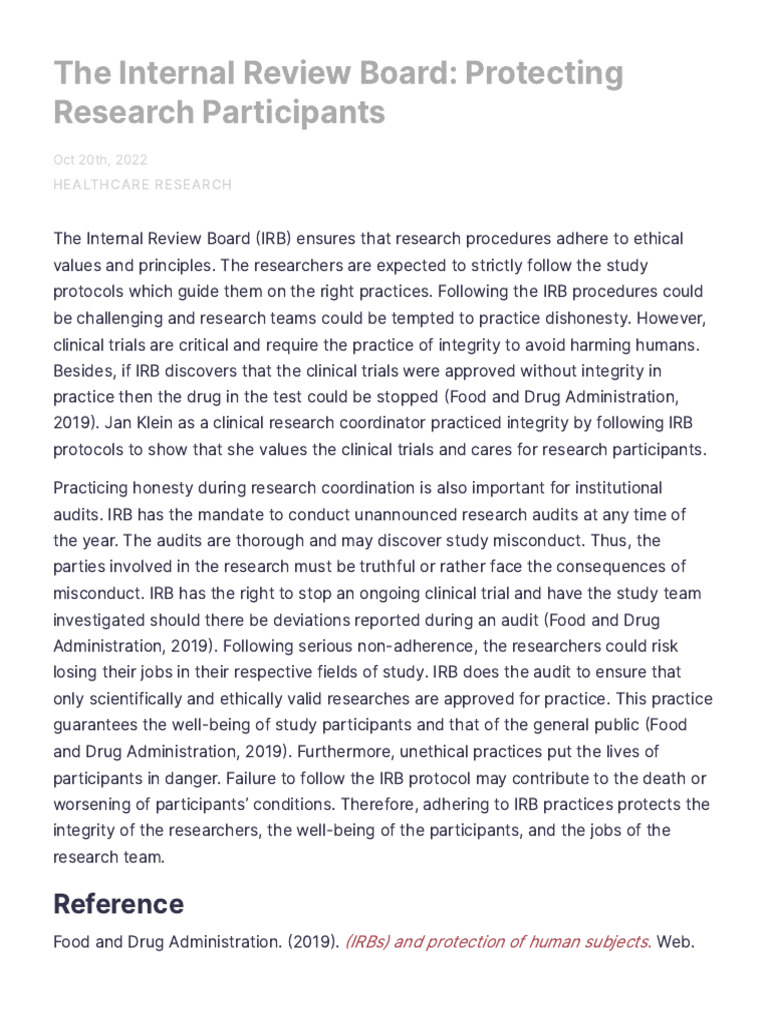 The Internal Review Board - Protecting Research Participants - Research ...