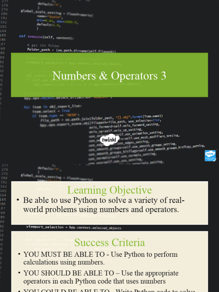 Numbers & Operators - 3 | PDF | Python (Programming Language) | Cognition