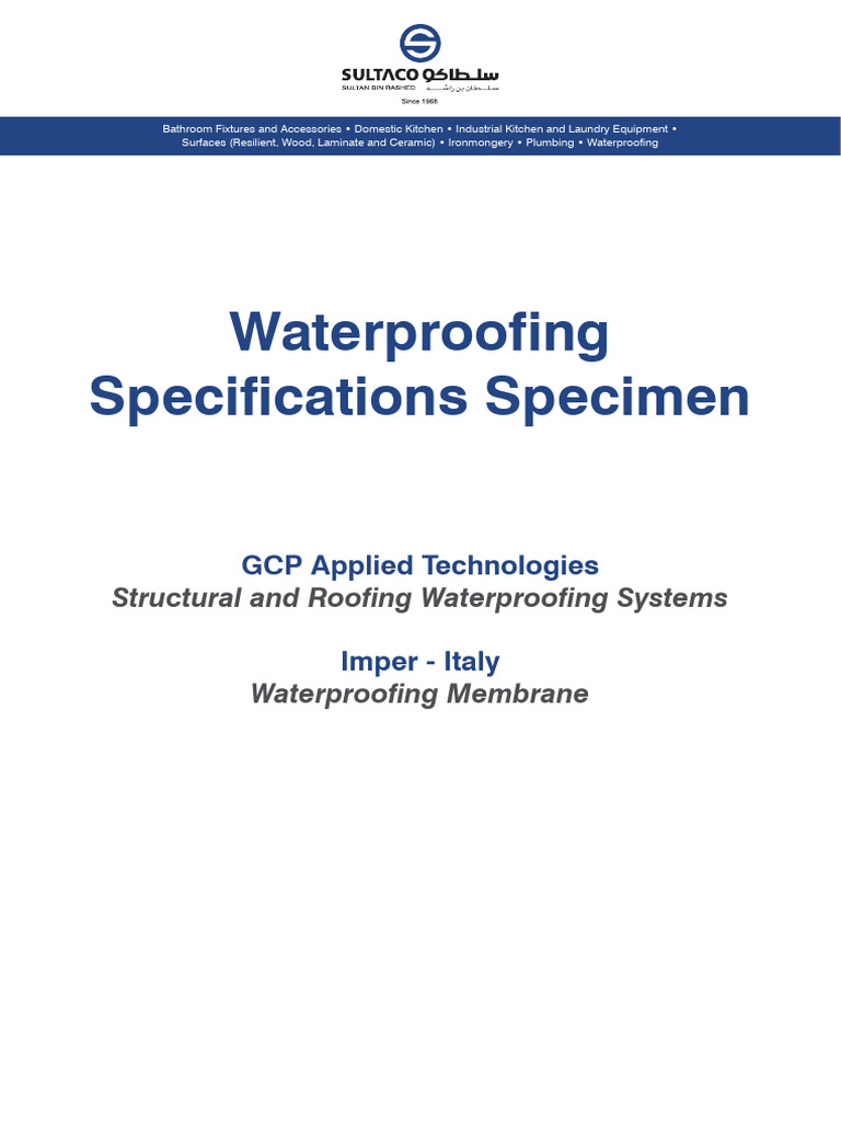 Waterproofing Specifications Specimen | PDF | Concrete | Plumbing