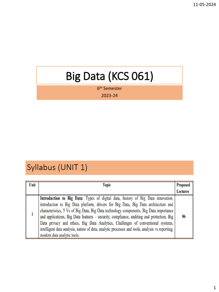 Big Data s All Units | PDF | Apache Hadoop | No Sql