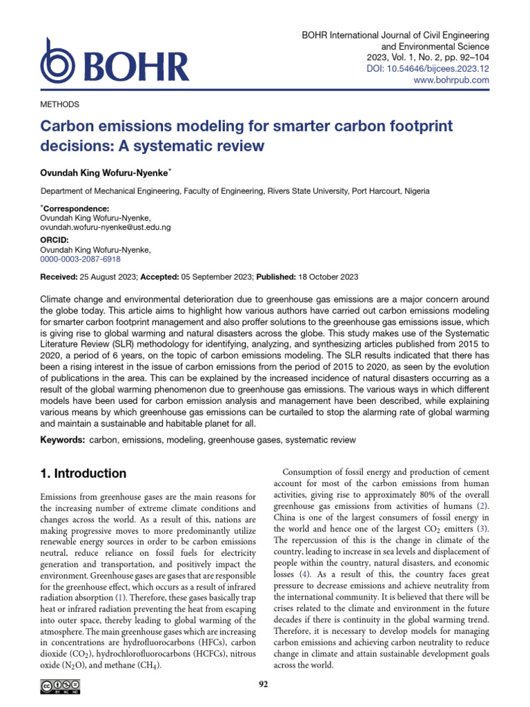 Carbon emissions modeling for smarter carbon footprint decisions: A ...