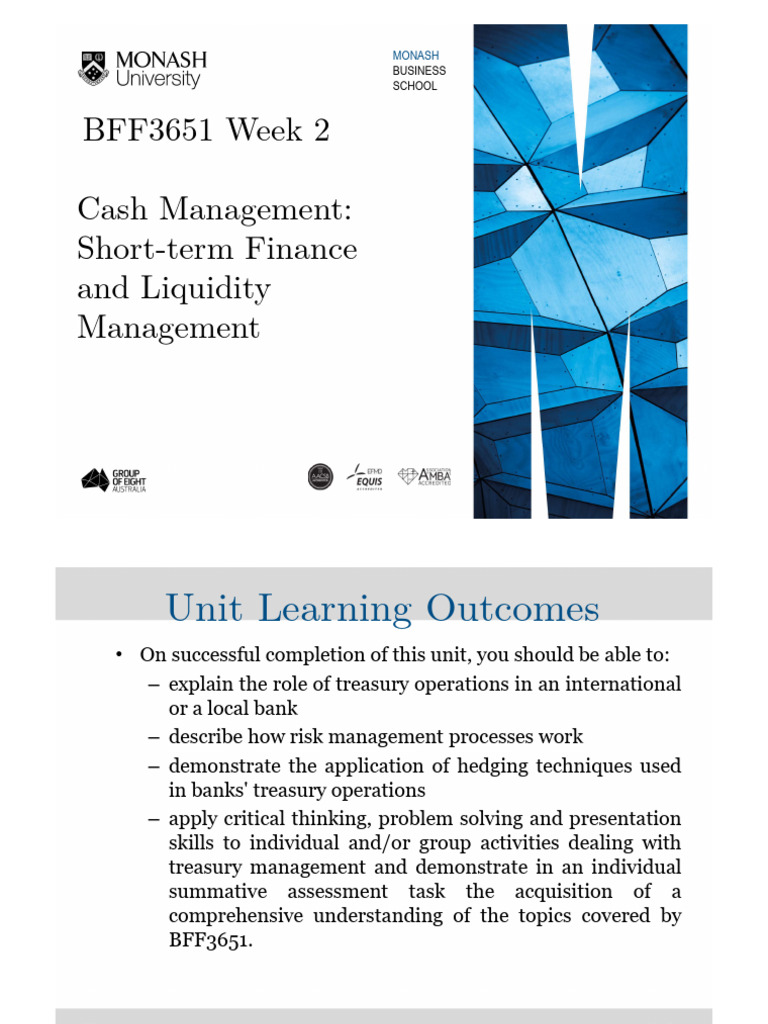 Week 2 Lecture Note | Download Free PDF | Line Of Credit | Liquidity Risk
