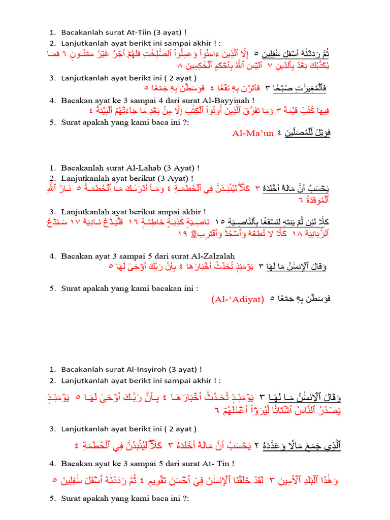 Soal Lomba Tahfidz SMP Muh | PDF