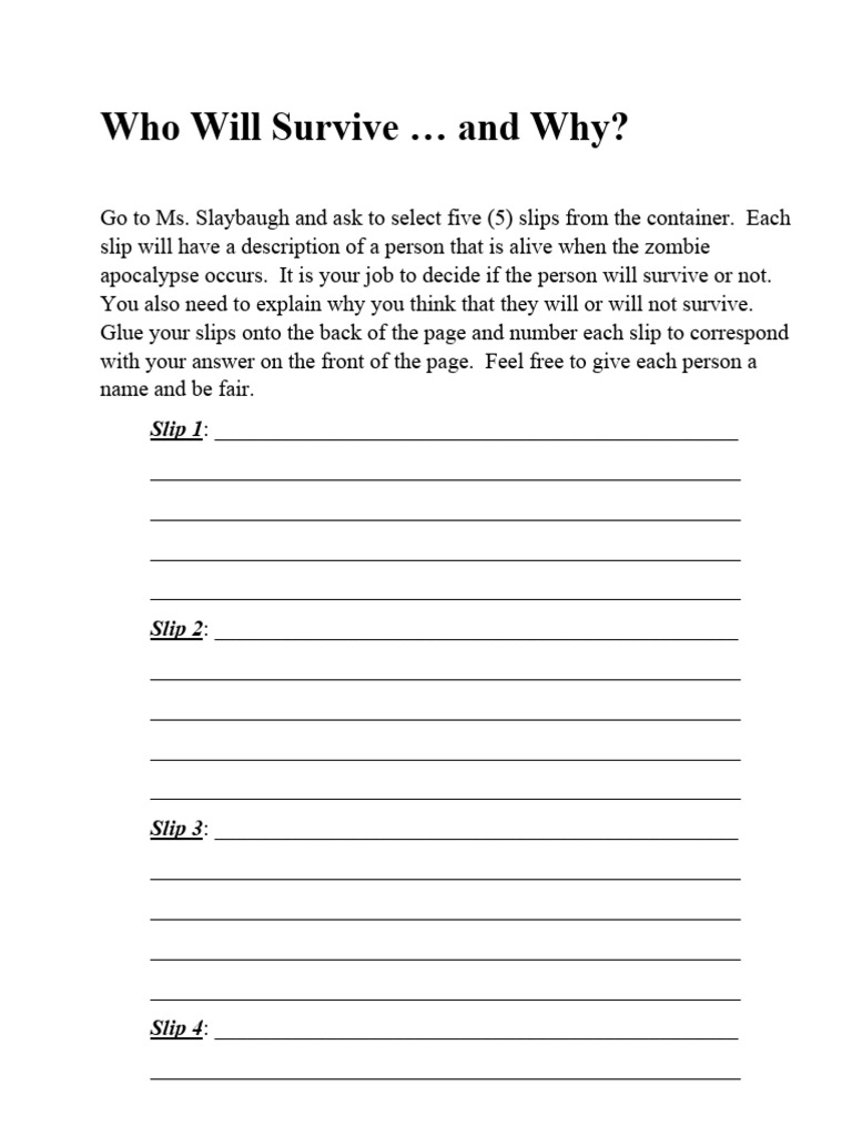 Zombie Apocalypse Survival Analysis | PDF | Language Arts & Discipline ...