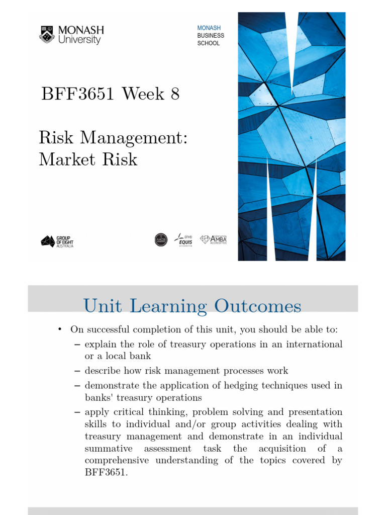 Week 8 Lecture Note | PDF | Value At Risk | Risk