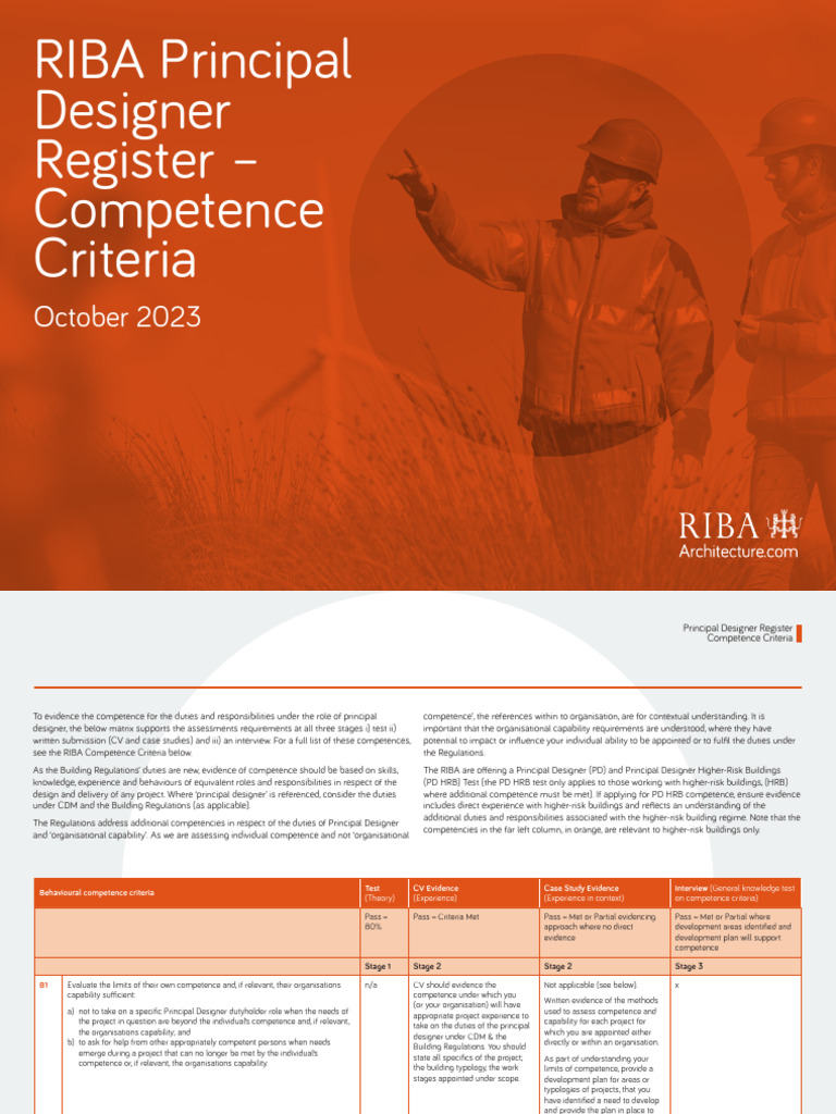 RIBA Principal Designer Competence Criteria | PDF | Regulatory ...