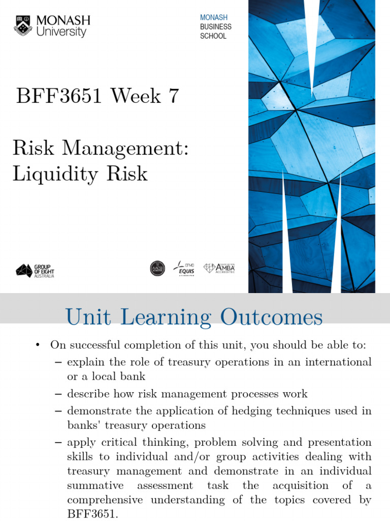 week 7 Lecture Note | PDF | Market Liquidity | Liquidity Risk