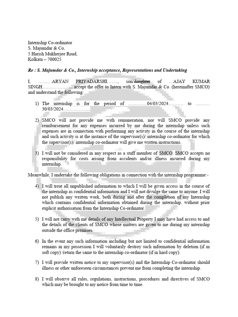 Internship Undertaking | PDF | Justice | Crime & Violence