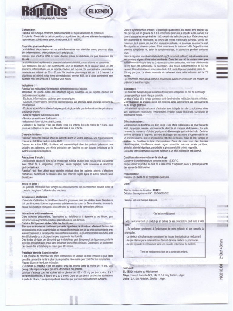 Notice Rapidus 50mg Comp - Enro. B 20 | PDF