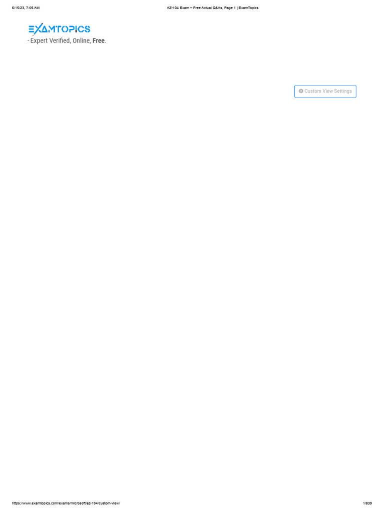 Microsoft AZ-104 Czesc 2 - ExamTopics | PDF | Microsoft Azure | Virtual ... Microsoft AZ-104 Czesc 2 - ExamTopics | PDF | Microsoft Azure | Virtual ...