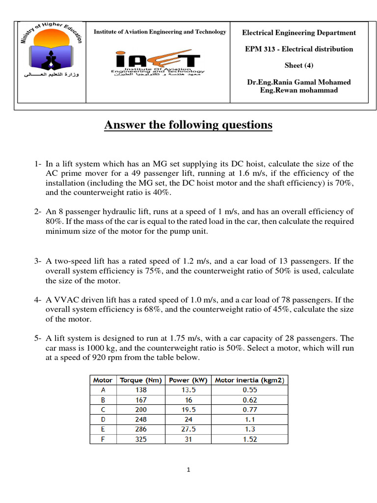 Lift System Motor Sizing Calculations | PDF | Elevator | Manufactured Goods