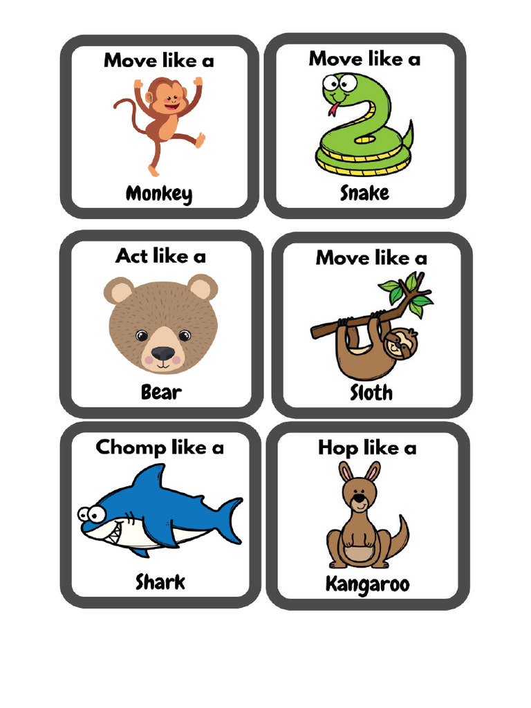 Move Like An Animal Card Game | PDF