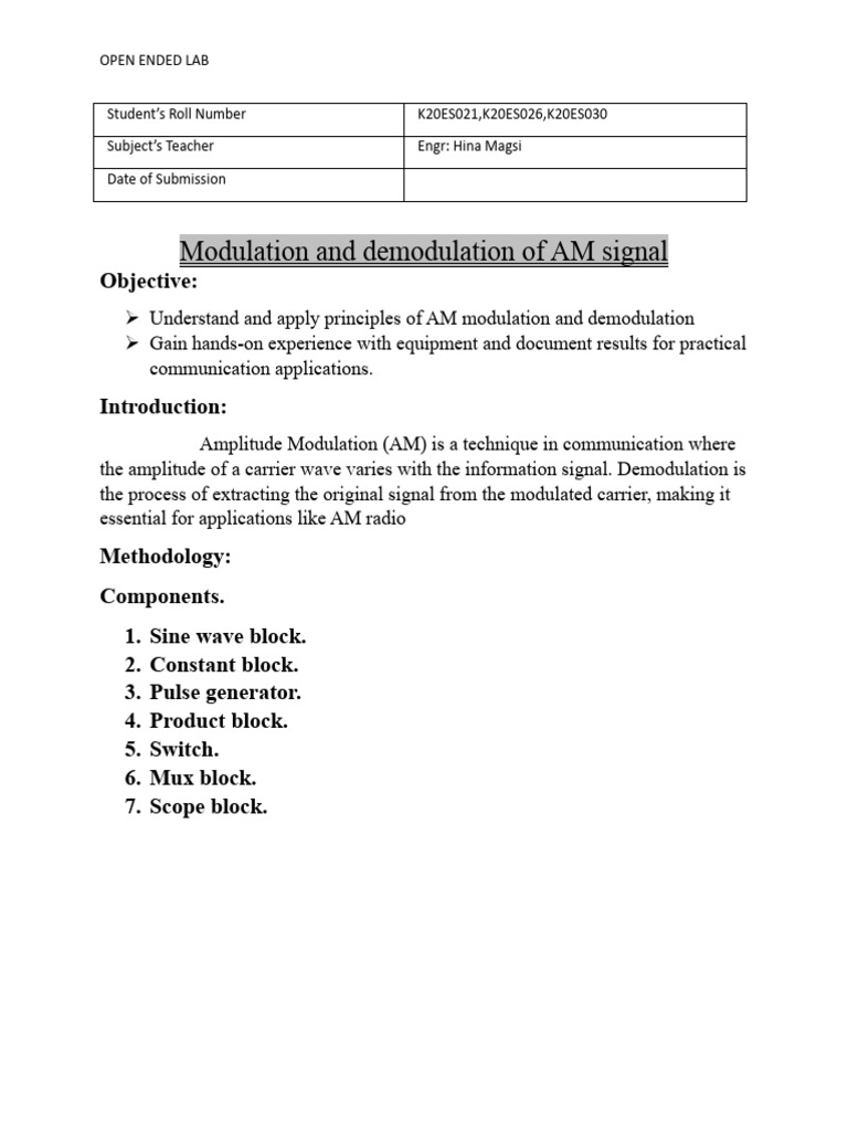 Document CS Lab Report | PDF | Modulation | Electronics