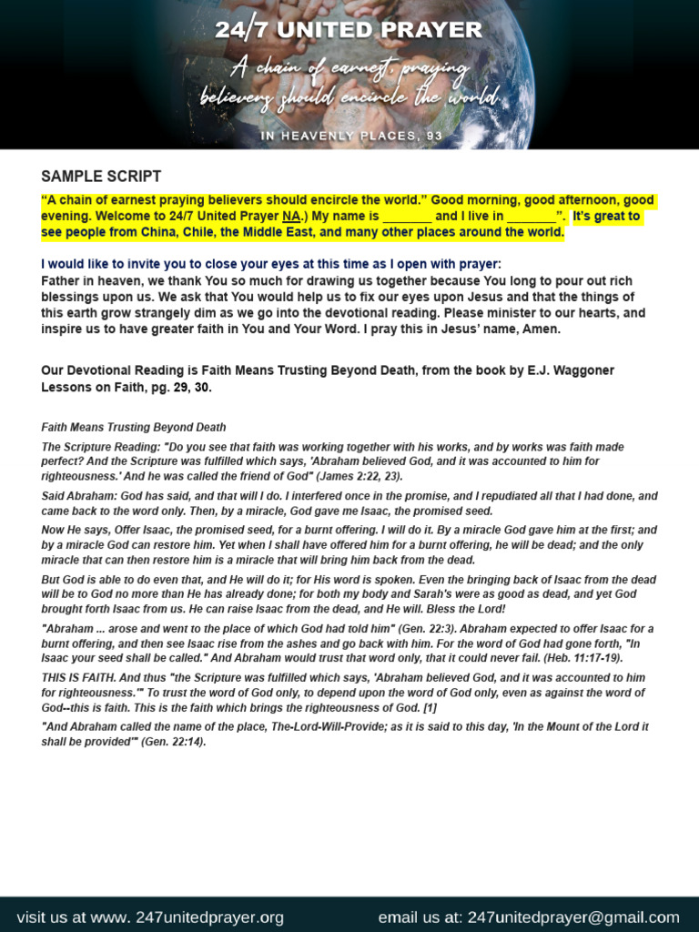 United:Prayer Script | PDF | Prayer | Isaac