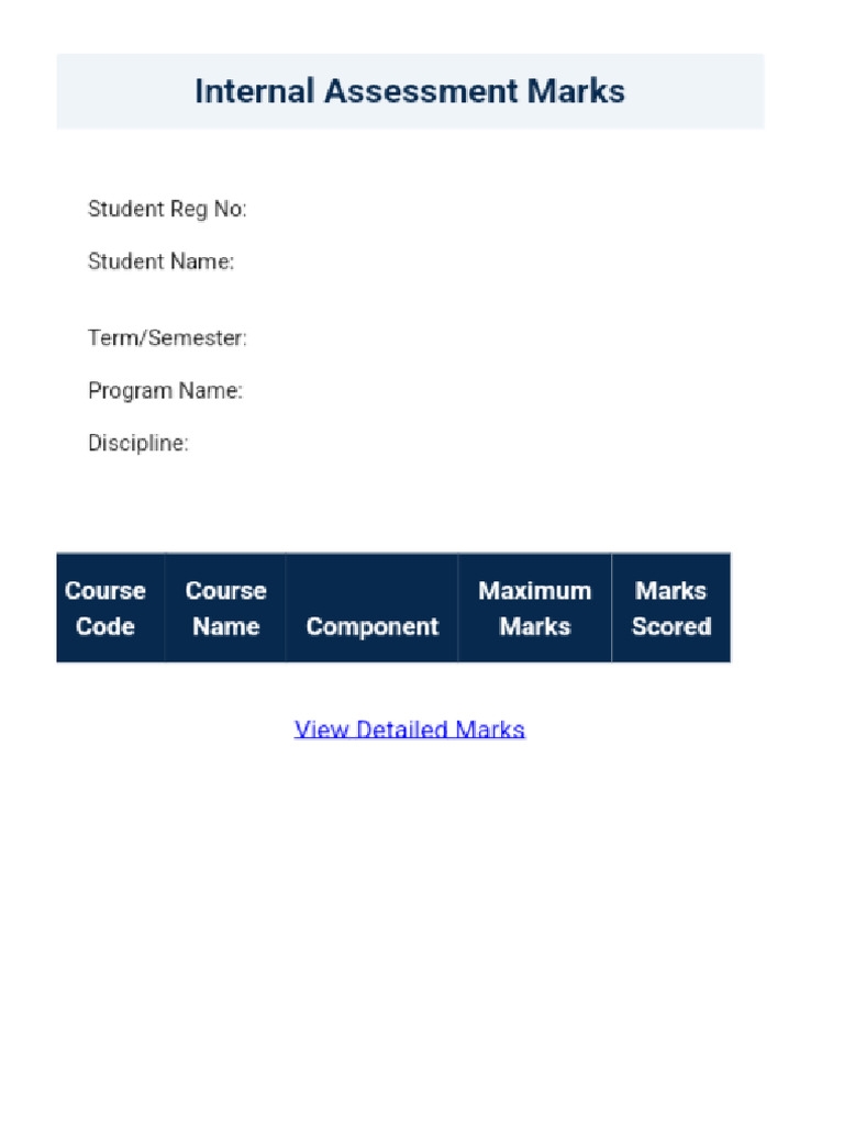 Student Internal Assessment Marks | PDF
