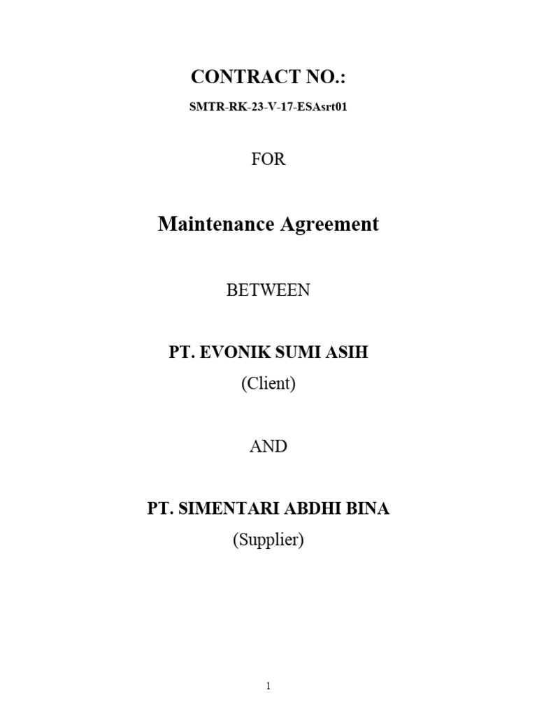 Draft Contract Evonik 2022-2023 (Simentari) - R02 | PDF