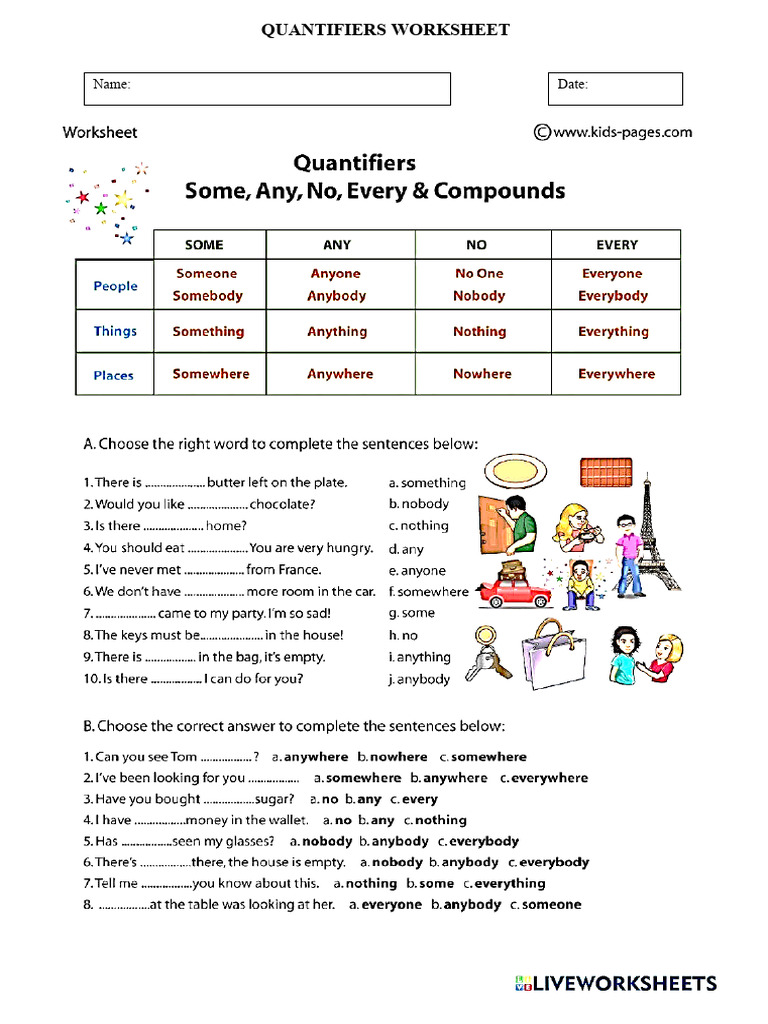 Quantifiers Some, Any, No Compounds | PDF | Floristry
