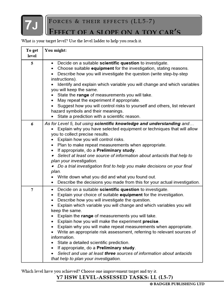 Forces 2 l5 7 Target Sheet | PDF | Risk | Experiment