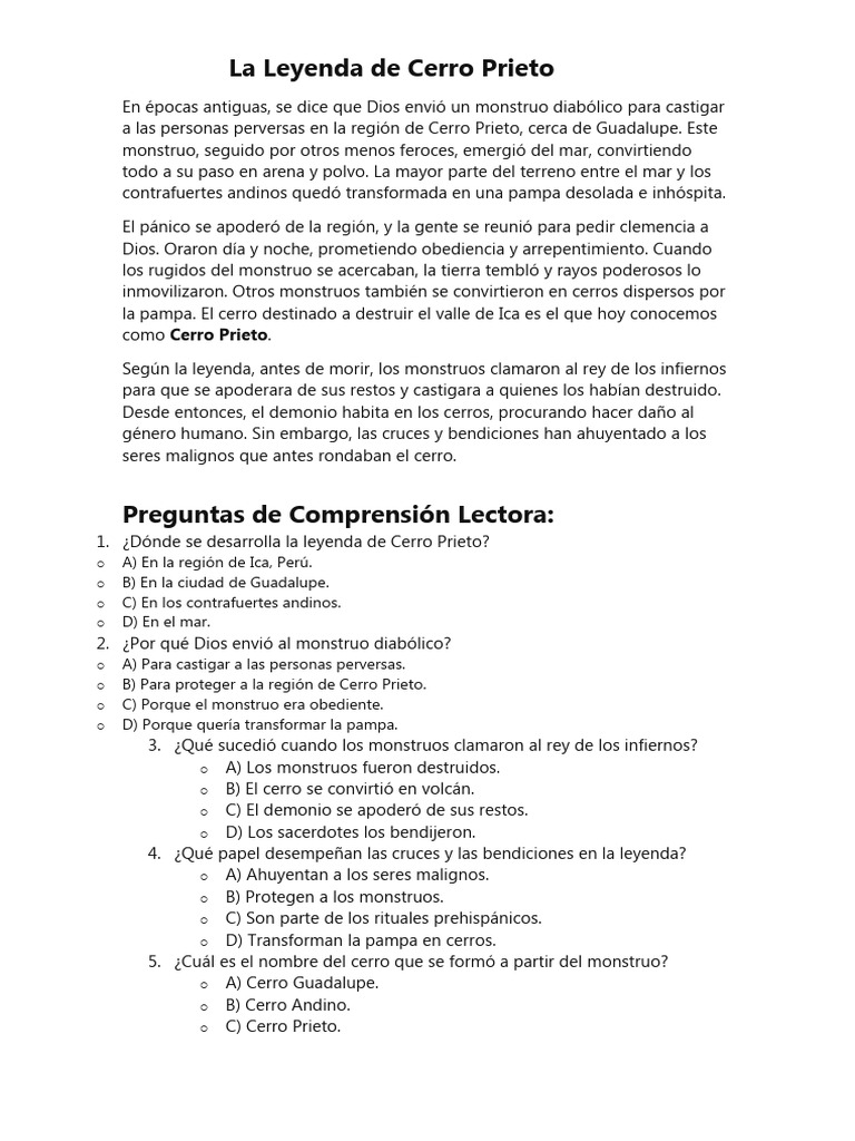 La Leyenda de Cerro Prieto | PDF | Ciencias sociales | Religión y espiritualidad