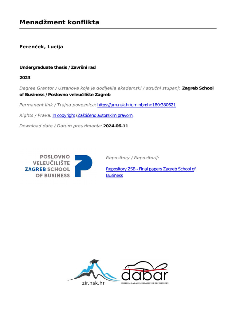 Menadzment Konflikta | PDF
