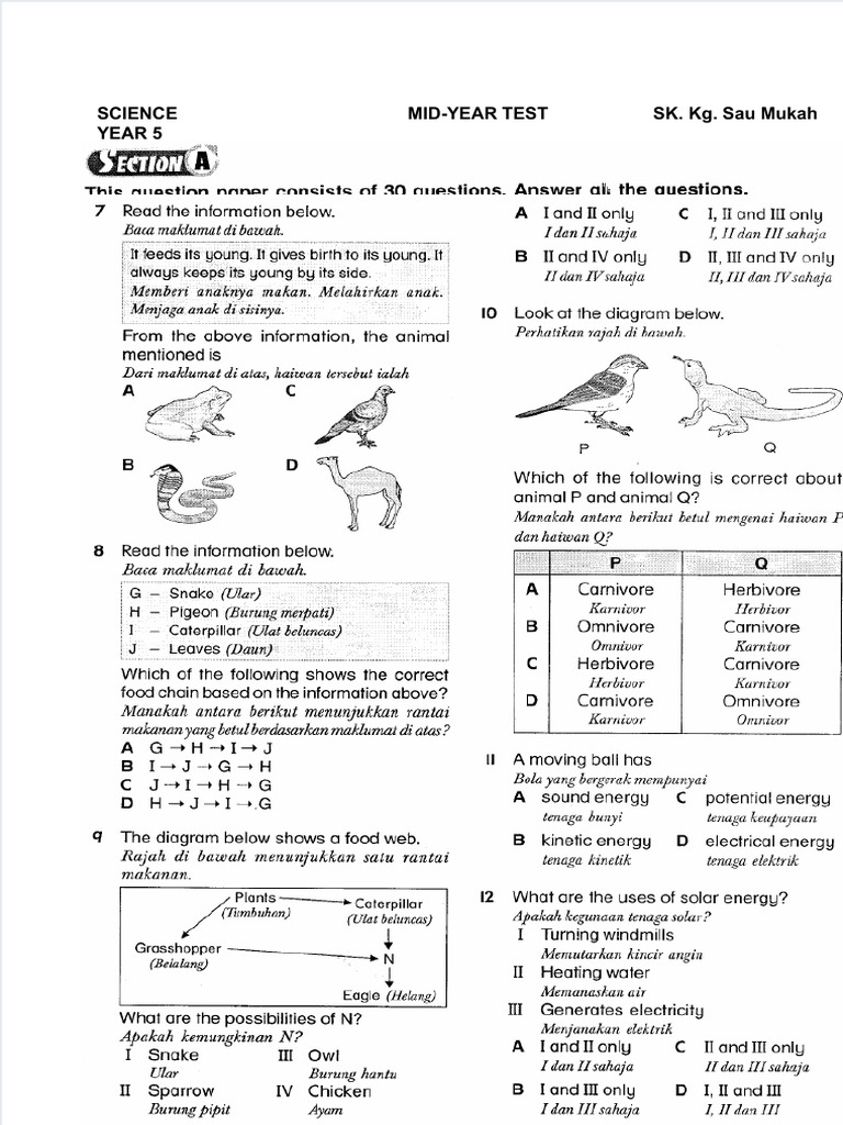 Dokumen.tips Science Mid Year Test Year 5 | PDF